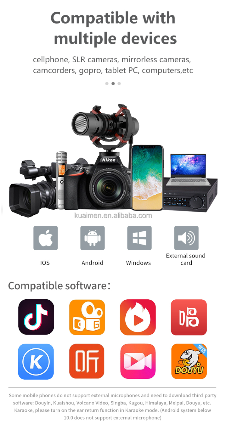 Condenser Smartphone Mic Video Record Teaching With Led Lights Computer ...