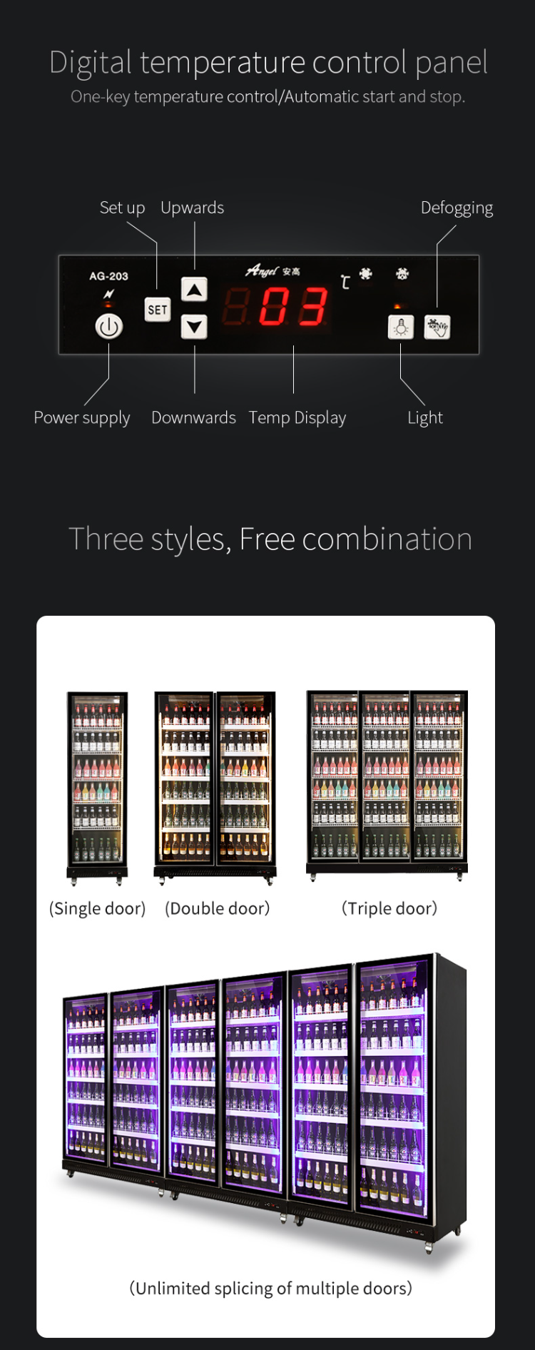 Adjustable 3 Color Led Light Commercial High Quality Transparent Glass ...