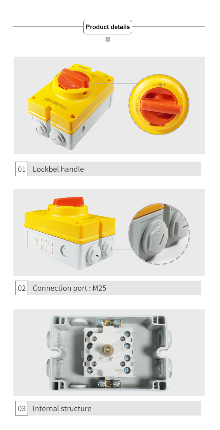 Outdoor 32 Amp 1 2 3 4 Pole Rotary Isolator Ac Disconnect Isolating ...