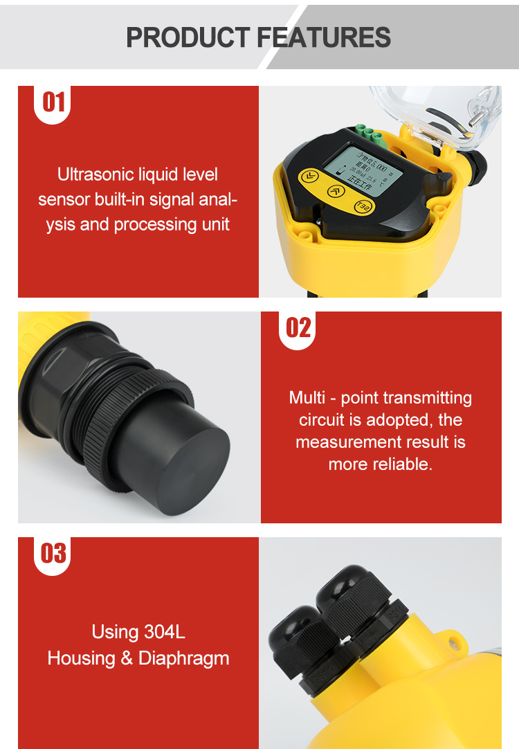 Py231 Ultrasonic Water Fuel Tank Oil Sewage Level Sensor Distance Transmitter Controller Level ...