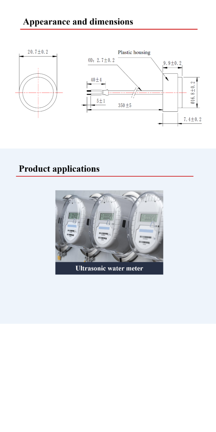 Ultrasonic Transducer 1mhz Ultrasonic Flow Sensor With Plastic Housing ...