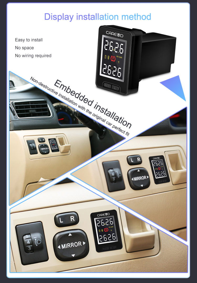 Careud U912 For Toyota Wireless Tire Pressure Indicator 4x External ...