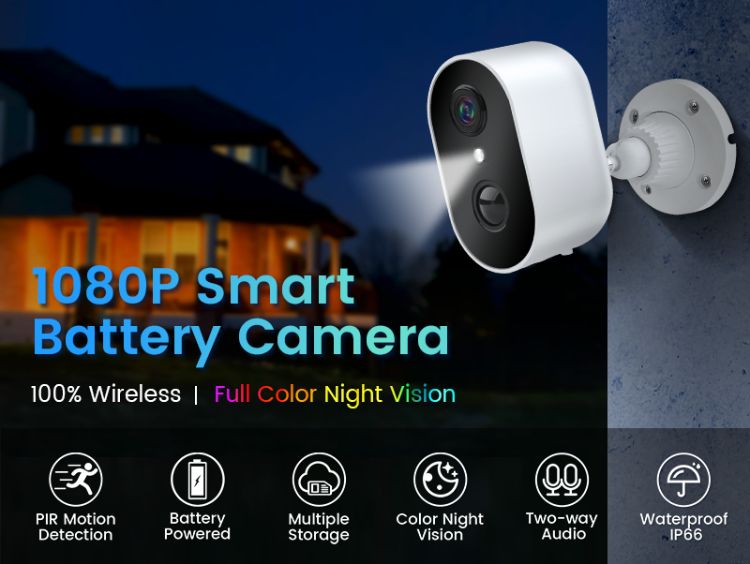 Rechargeable Battery Wifi Security Cameras Two-way Audio Colorful Night ...