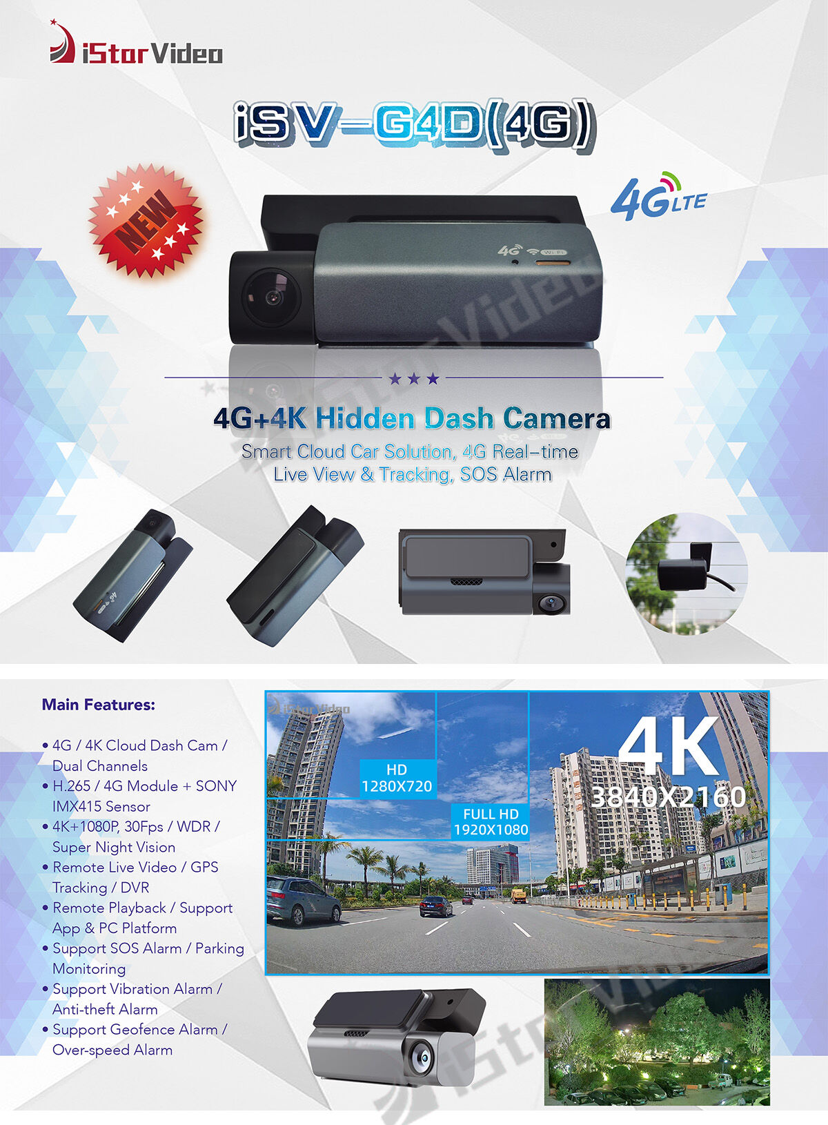 Live Video & 24h Remote Monitor 4k 2160p 4g Dash Cam, Gps Track & G ...