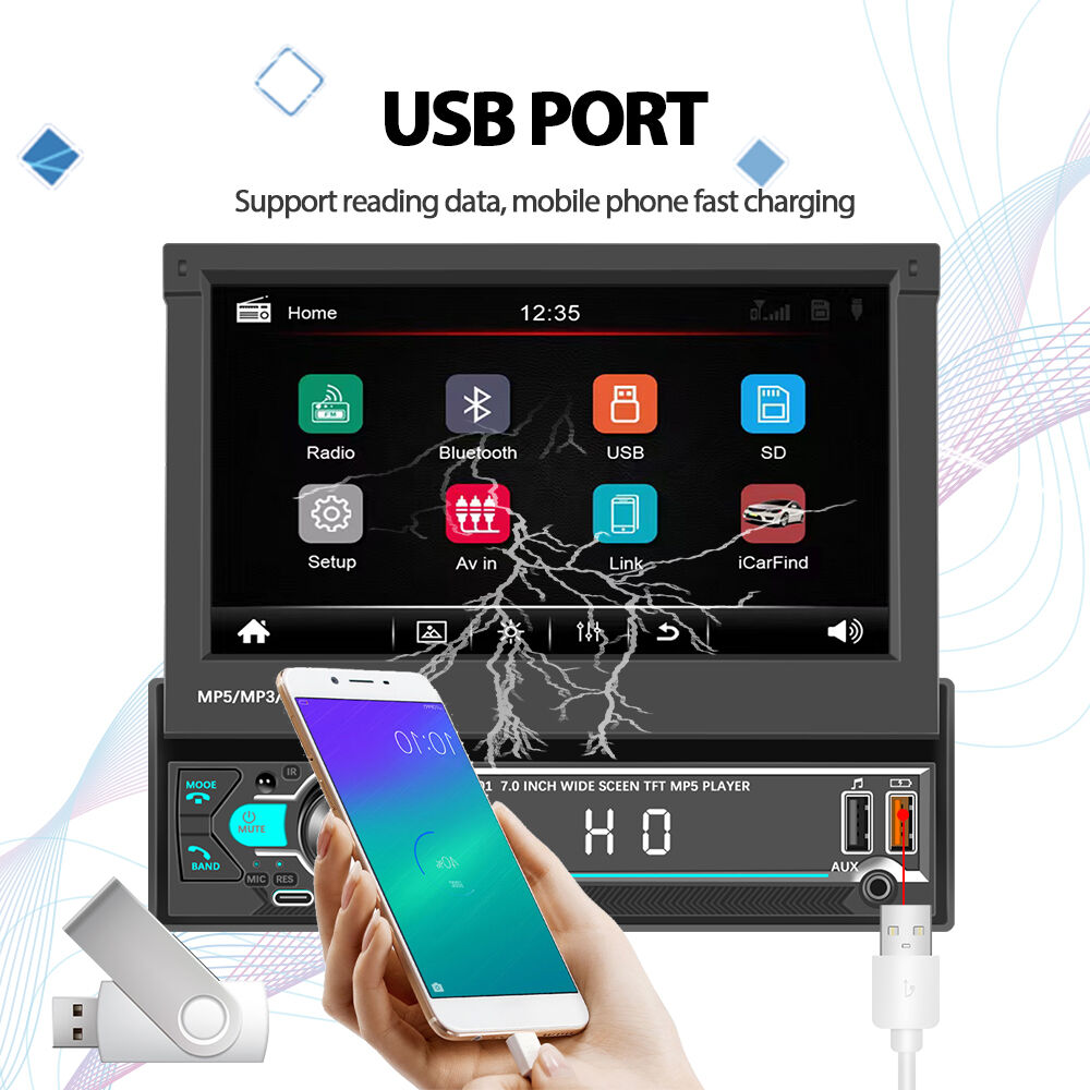 Buy Wholesale China Podofo 7'' Car Mp5 Player 1din Telescopic Car Radio ...