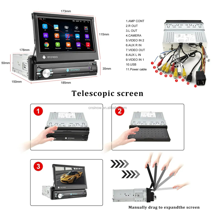 Android Car Stereo Single Din 7 Inch Flip Out Touch Screen In Dash Gps ...