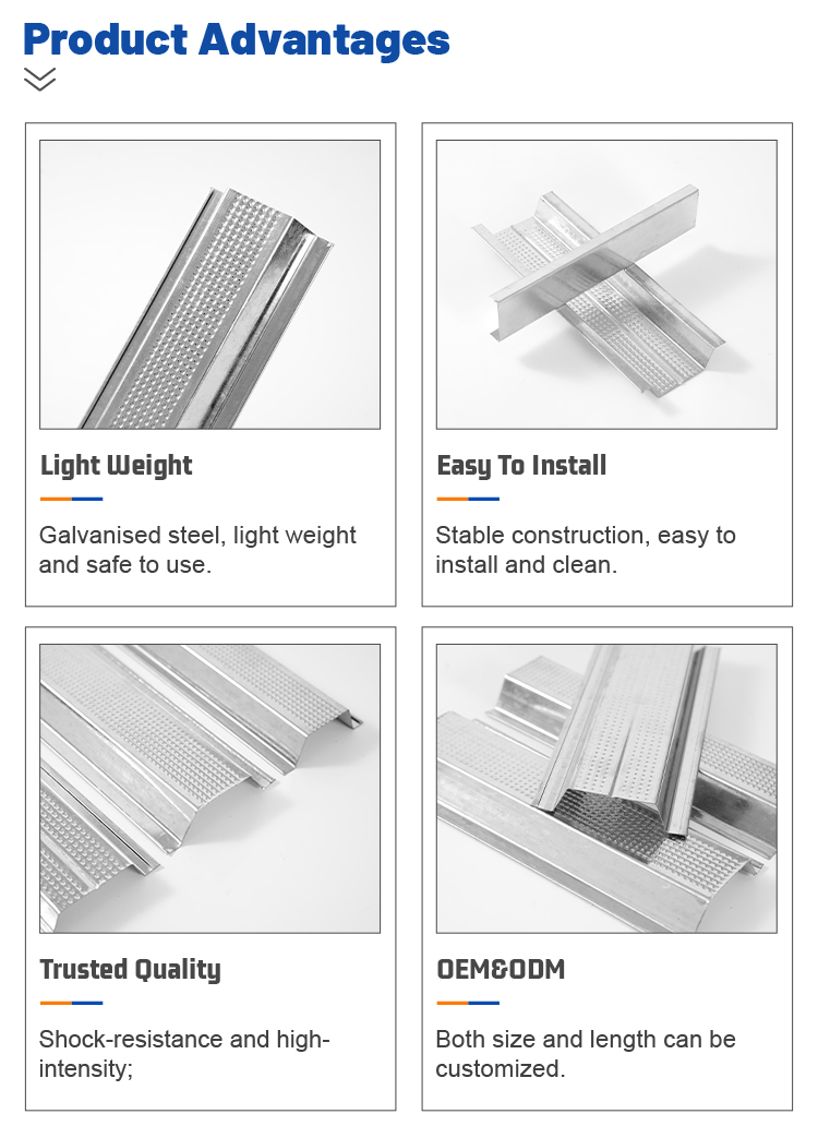 Gypsum Board Metal Profile Galvanized Light Steel Keel Ceiling Omega ...