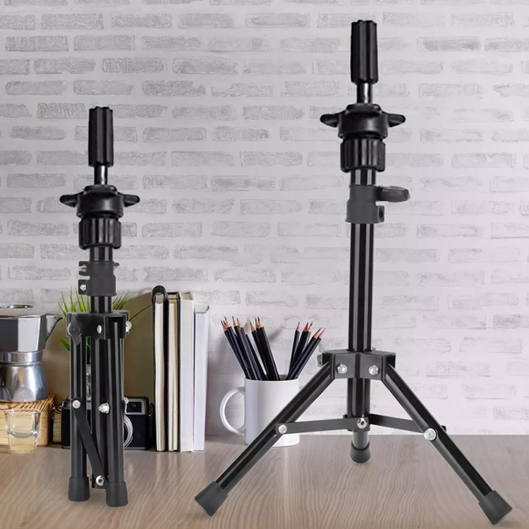 Wig Tripod Stand For Wig Making Adjustable Canvas Block Head Tripod ...