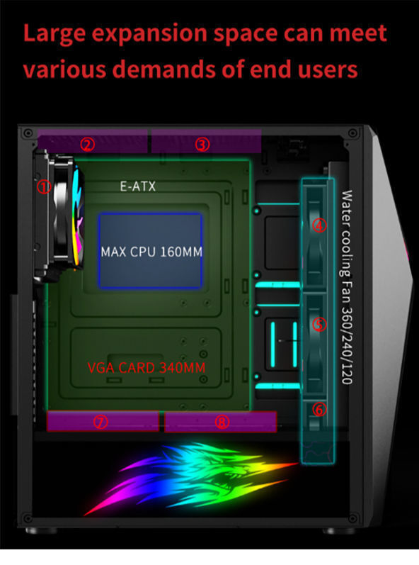 Rgb Strip Design Wholesales Custom Logo Computer Case & Tower Desktop ...