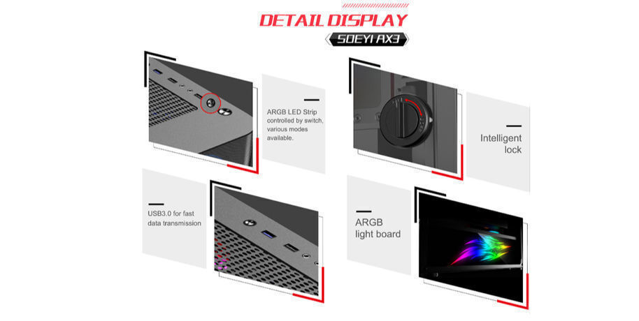Rgb Strip Design Wholesales Custom Logo Computer Case & Tower Desktop ...