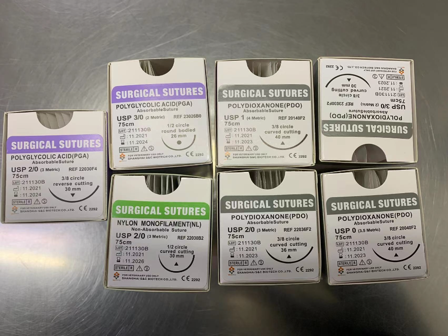 Veterinary Suture With Needle Pet Suture Kit Pga/pdo/silk/nylon/catgut Sterile Surgical Suture ...