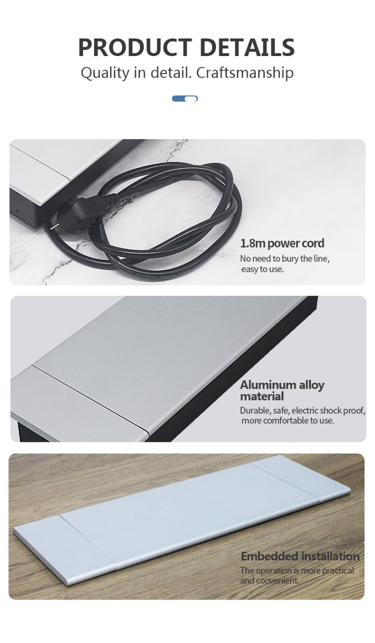 Office Conference Desktop Tabletop Flip Cover Sliding Socket Desktop ...