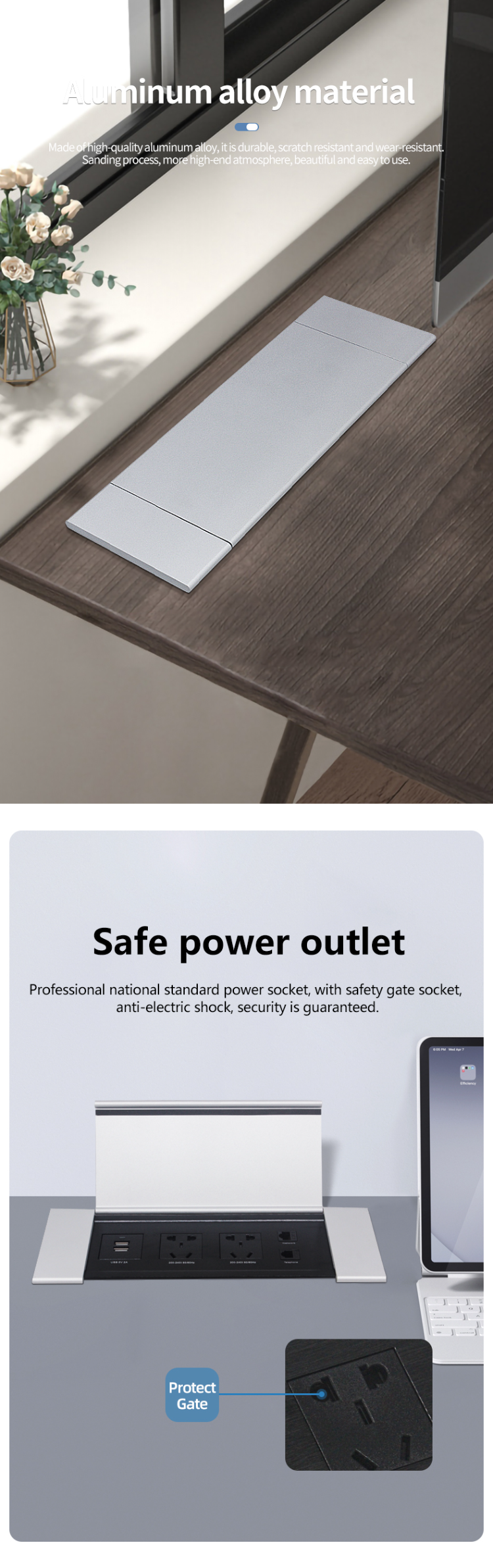 Office Conference Desktop Tabletop Flip Cover Sliding Socket Desktop ...