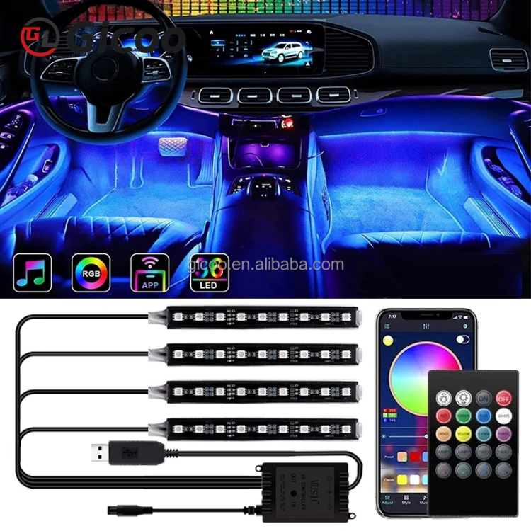 Gicoo Led Car Foot Light Ambient Lamp With Usb Remote Music Control ...