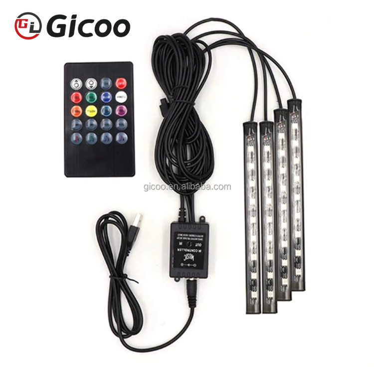 Gicoo Led Car Foot Light Ambient Lamp With Usb Remote Music Control ...