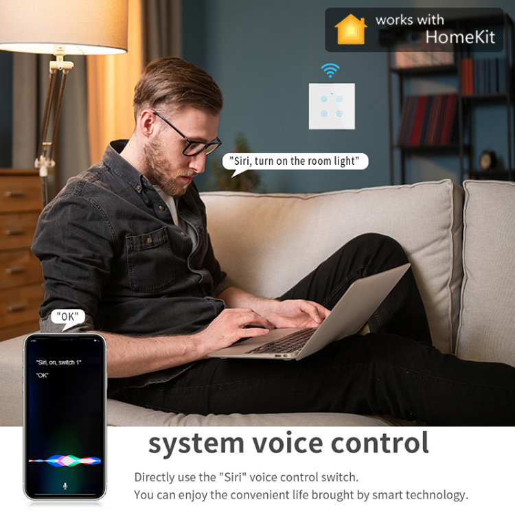 2gang Homekit Smart Switch Wifi App Siri Voice Remote Control Smart ...