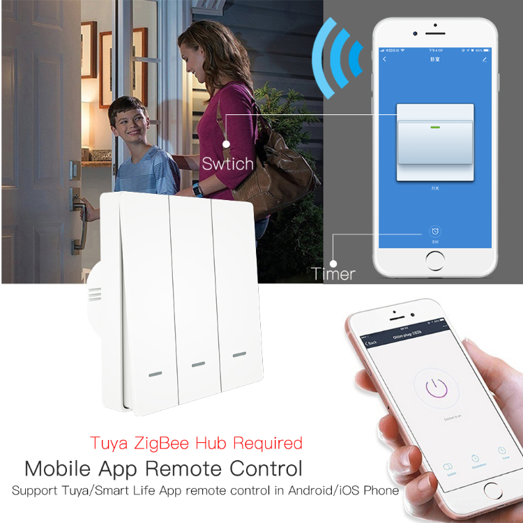 2022 New Eu Standard Tuya Smart Life Zigbee 3 Gang Switch With Tuya ...