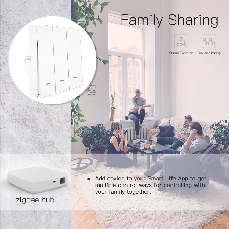 2022 New Eu Standard Tuya Smart Life Zigbee 3 Gang Switch With Tuya Mobile App Remote Control ...