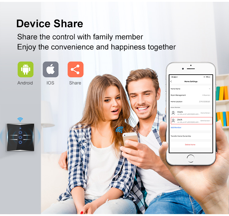 Glass Panel Slightly Touch Button To Control Lights Remote Control Wifi ...