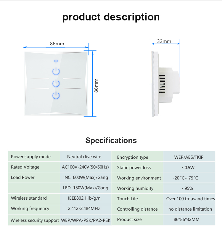Glass Panel Slightly Touch Button To Control Lights Remote Control Wifi ...