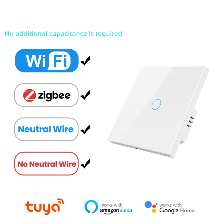 Eu Standard Tuya Wifi/zigbee Wall Smart Light Switch, Glass Touch ...