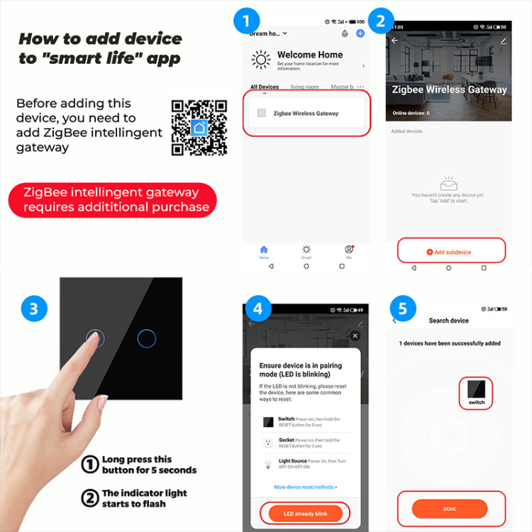 Eu Standard Tuya Wifi/zigbee Wall Smart Light Switch, Glass Touch ...