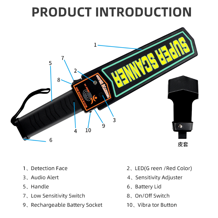 Md3003bi Portable Handheld Metal Detector Body Scanner For Railway ...
