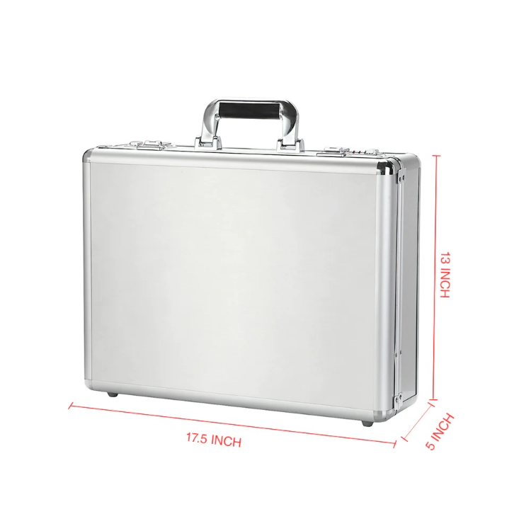 Aluminum Hard Case Briefcase Silver Toolbox Professional Carrying Case ...