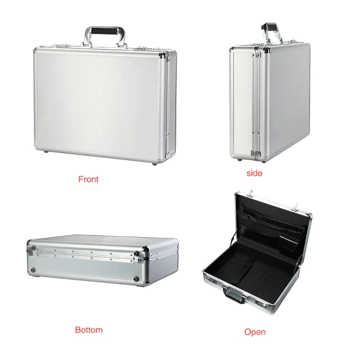Aluminum Hard Case Briefcase Silver Toolbox Professional Carrying Case ...