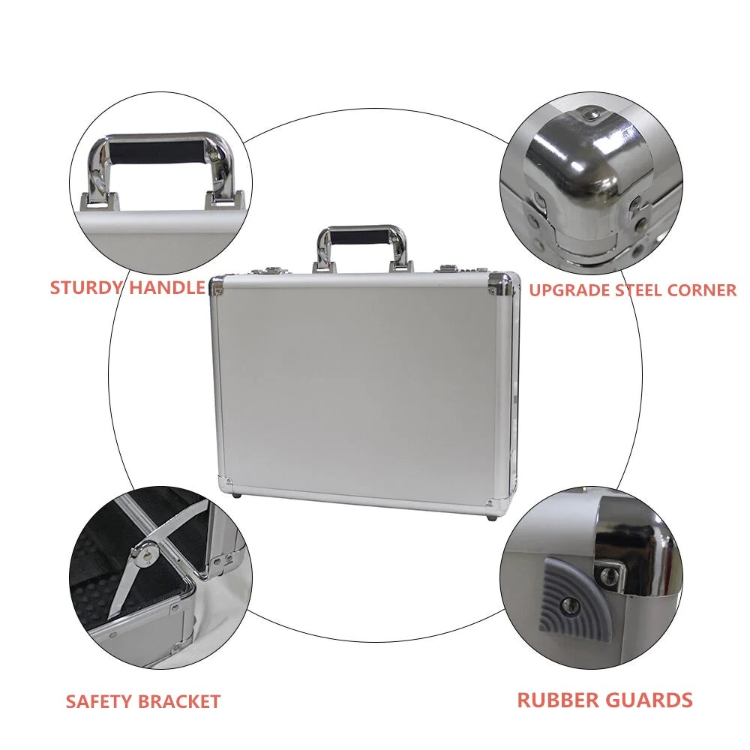 Aluminum Hard Case Briefcase Silver Toolbox Professional Carrying Case ...