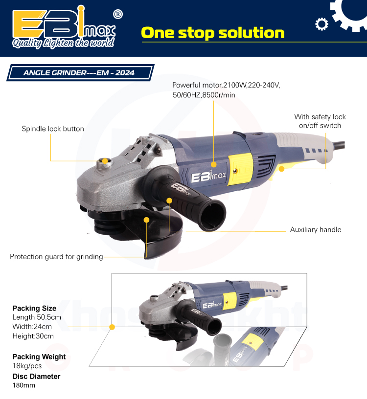 Ebimax New Arrival 2100w Hand Angle Grinder Wit Grip Max Duty Motor ...