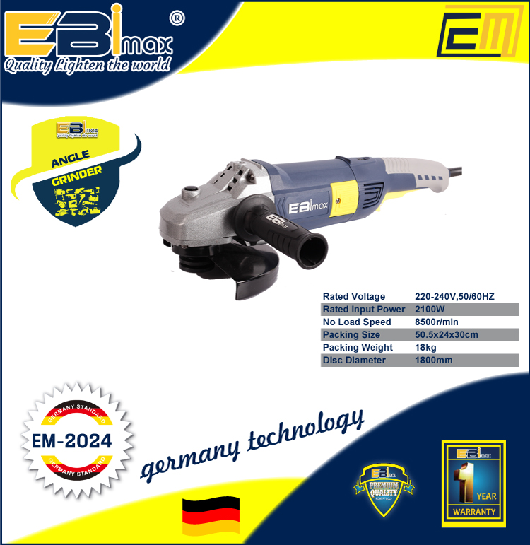 Ebimax New Arrival 2100w Hand Angle Grinder Wit Grip Max Duty Motor ...