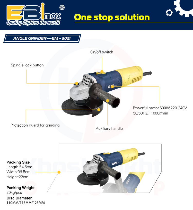 Ebimax Manufacturers 110/115/125mm 600w Hand Angle Grinder Wit Grip Max ...