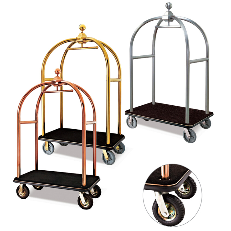 Stainless Steel Hotel Luxury Crown Foldable Bellboy Cart Rack Concierge ...