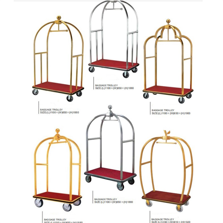 Stainless Steel Hotel Luxury Crown Foldable Bellboy Cart Rack Concierge ...