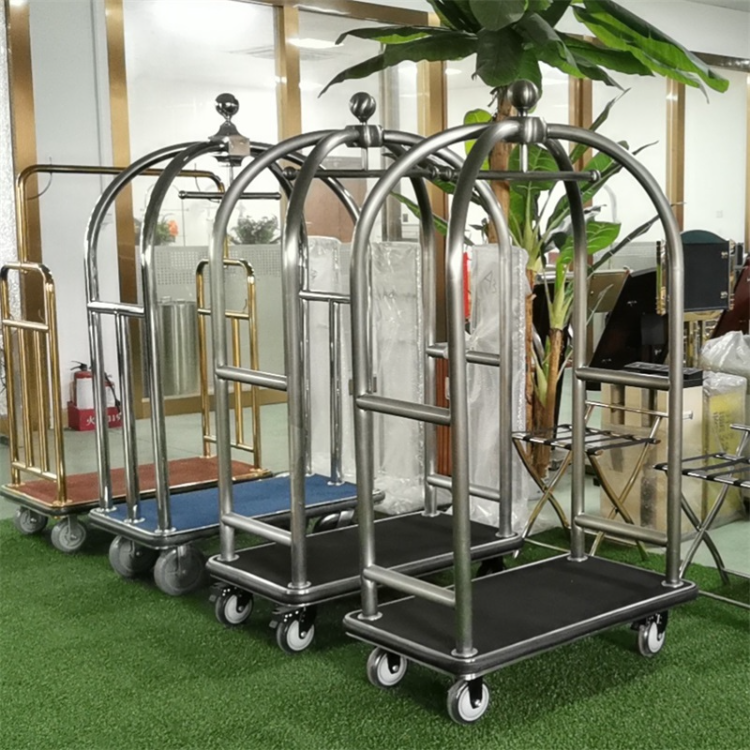 Stainless Steel Hotel Luxury Crown Foldable Bellboy Cart Rack Concierge ...