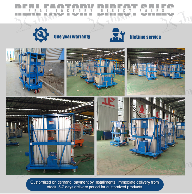 Portable Elevated Double Mast Aluminium Aerial Platform Hydraulic ...