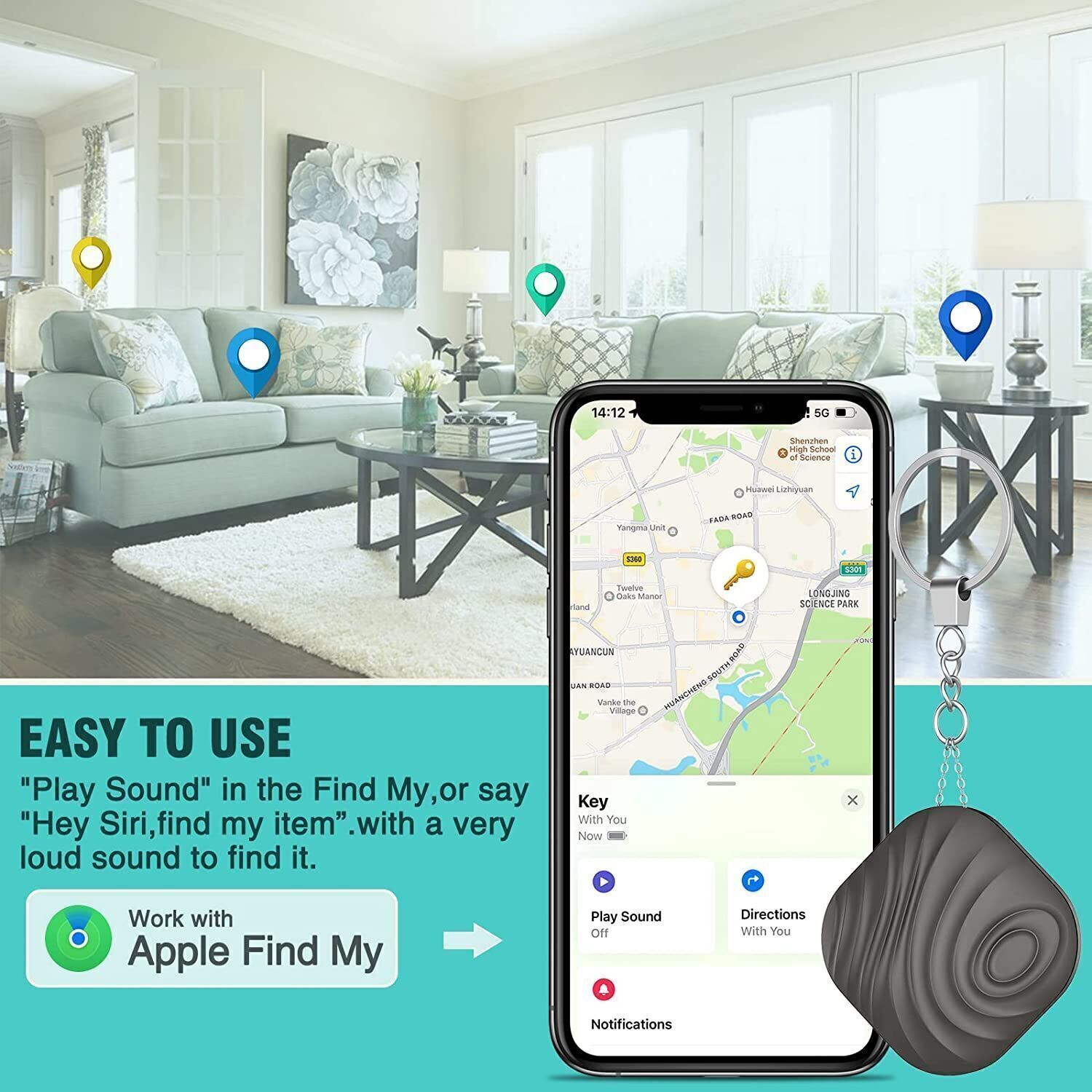 Mfi Itag Ip67 Waterproof Cr2032 Battery Key Finder Locator Wallet Pets ...