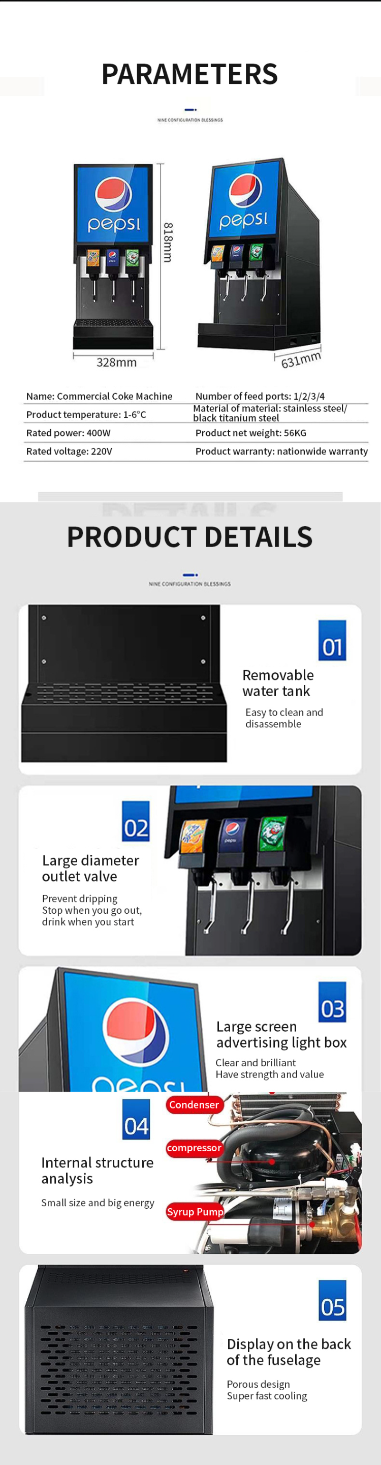 3 Flavors Soda Automatic Coke Machines Commercial Coke Vending Machine ...