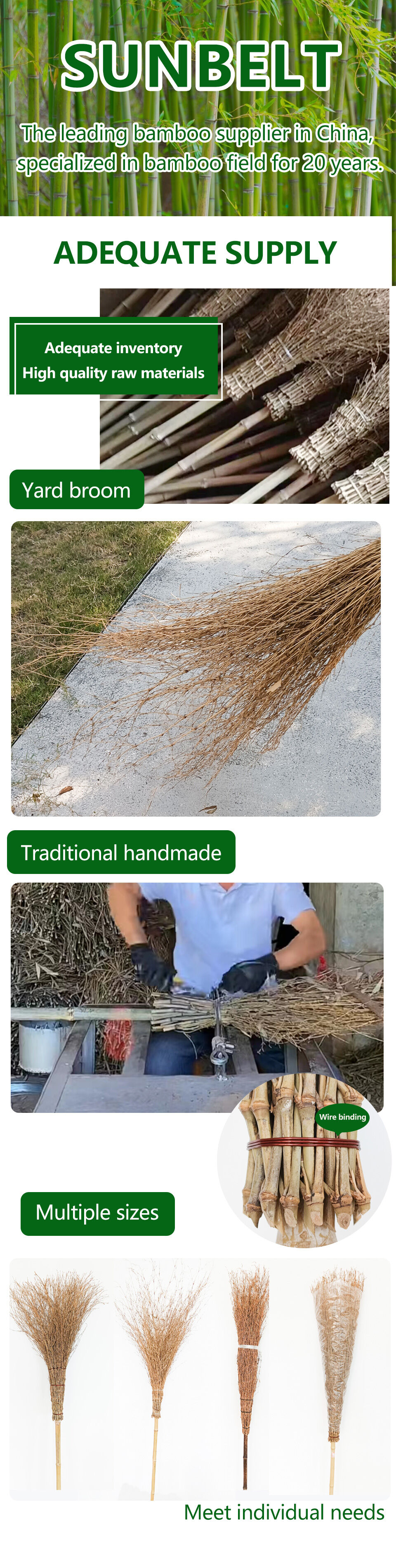 Eco-friendly Bamboo Stick Yard Broom With Low Price Natural Bamboo ...