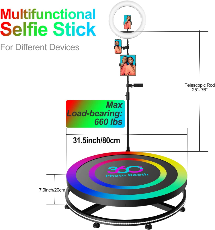 Hallowmas 360 Automatic Photo Booth Portable 360 Photo Booth Led Lights ...