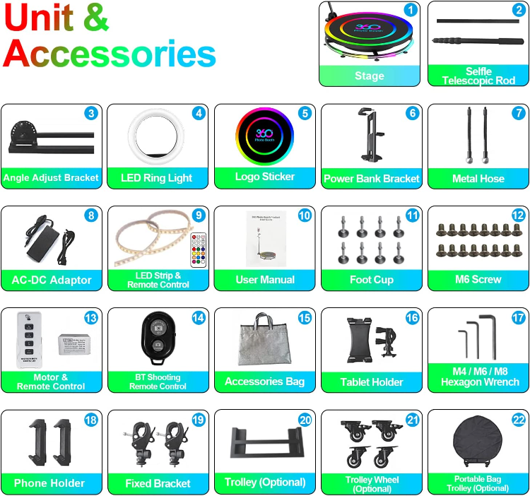 Hallowmas 360 Automatic Photo Booth Portable 360 Photo Booth Led Lights ...