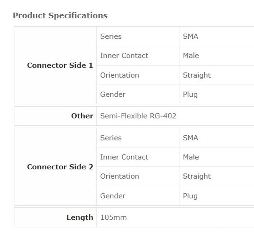 Semi Rigid Sma Cable With Rg-402 Flexible Rf Coaxial Cable Assembly In ...