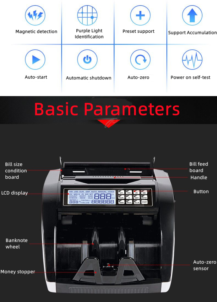 Led Money Detector Cash Counting Machine Bill Counters For Usd/euro ...