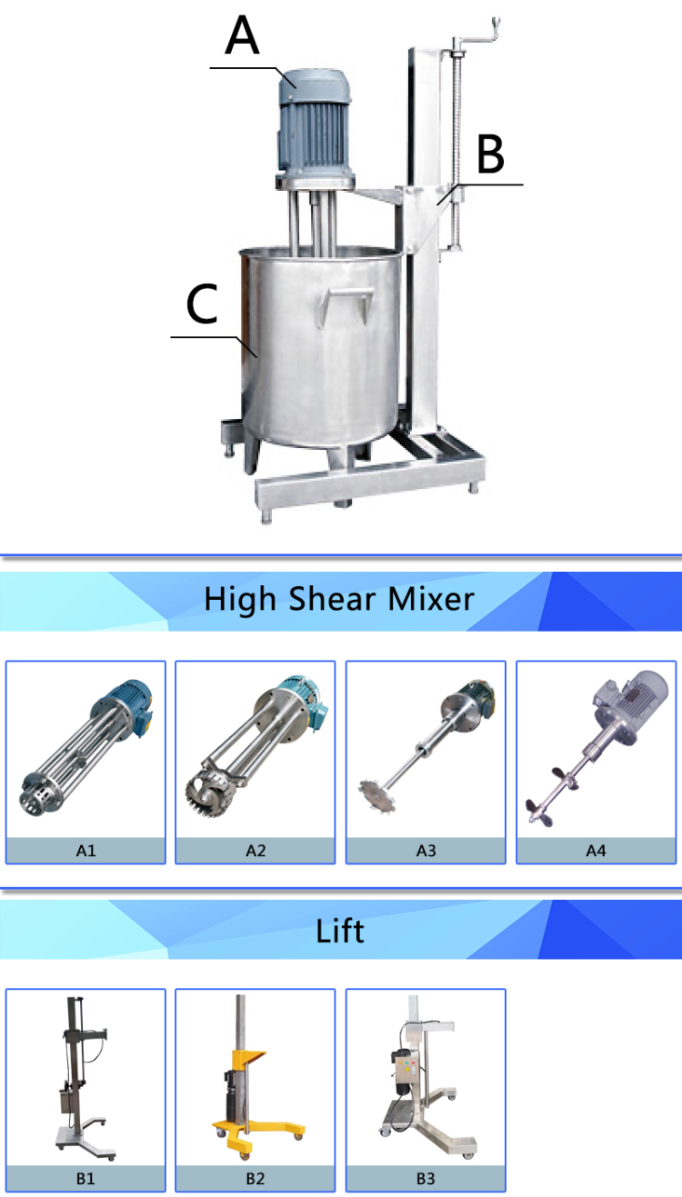 High Shear Emulsifier Mixer High Shear Homogenizer Mixer Cosmetic High ...