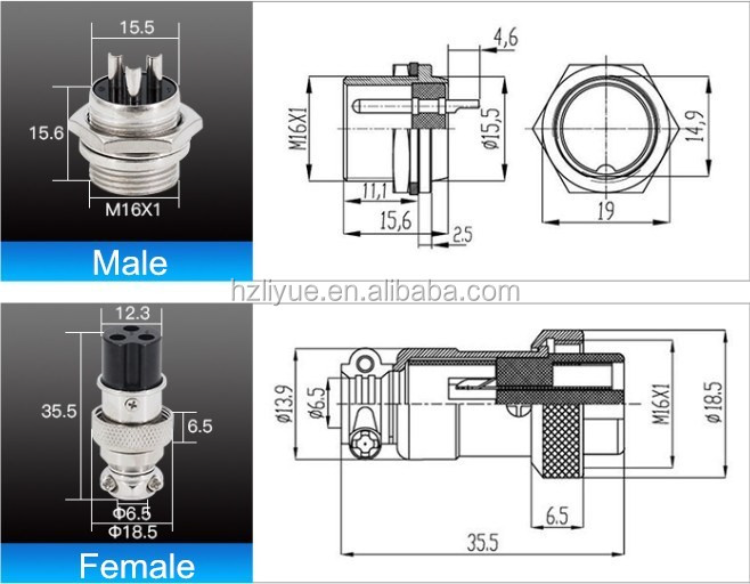 Bulk Buy China Wholesale Din 16mm 2pin 3pin 4pin 5pin 6pin 7pin 8pin ...