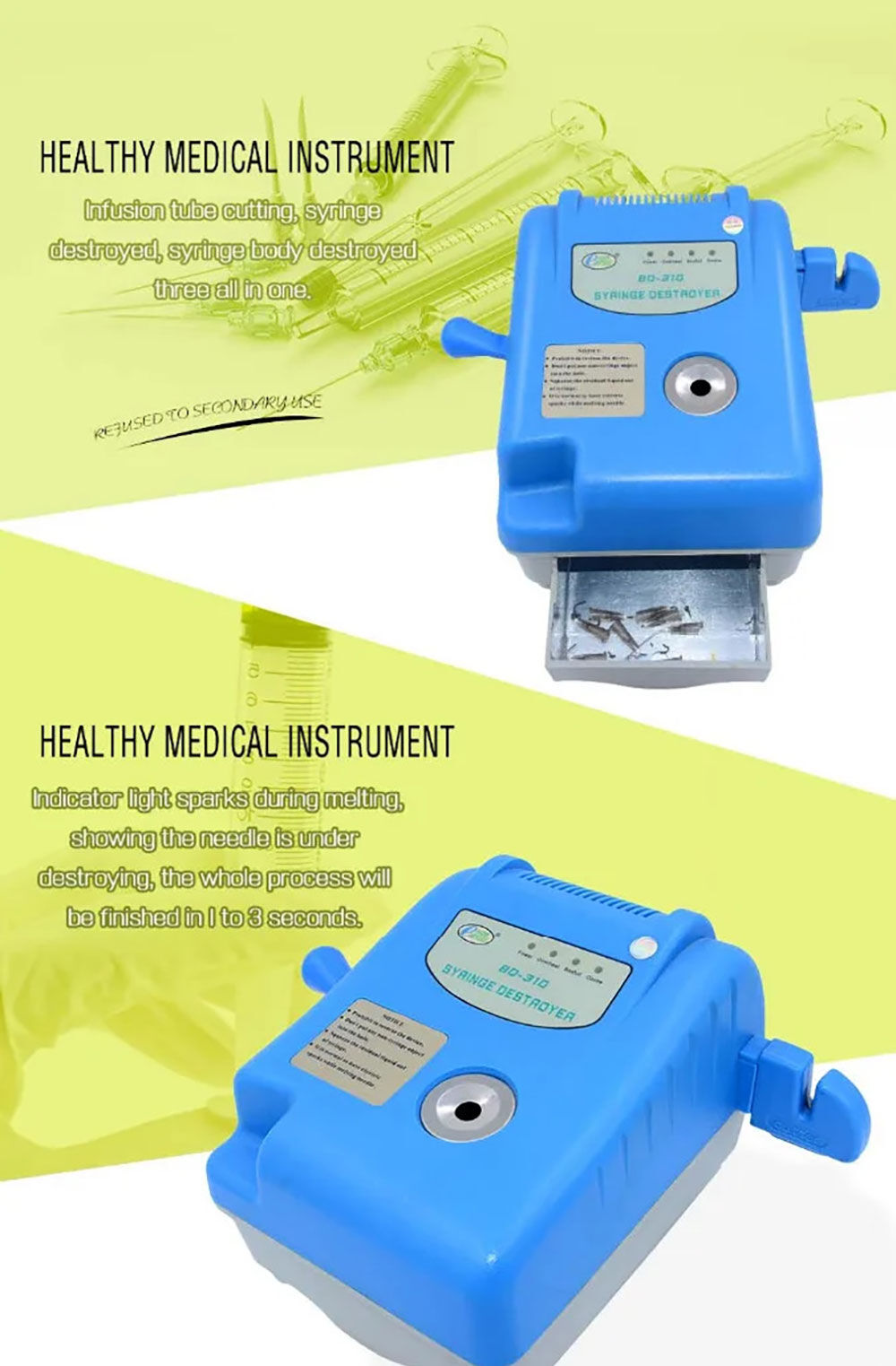 Bestman Bd-310 Syringe Needle Destroyer Disposable Needle Burner Melt ...