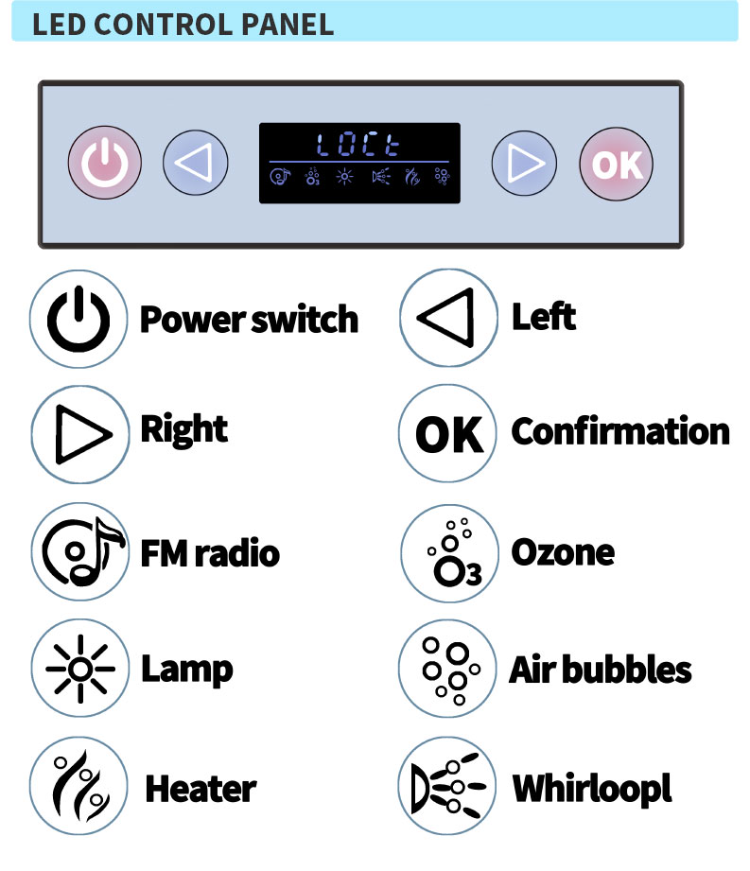 Water Shortage Protection Lcd Control Panel Acrylic Drop In Massage ...