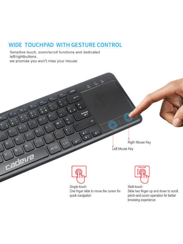 Full-size Wireless Keyboard With Large Xl Touchpad For Laptop, Office ...