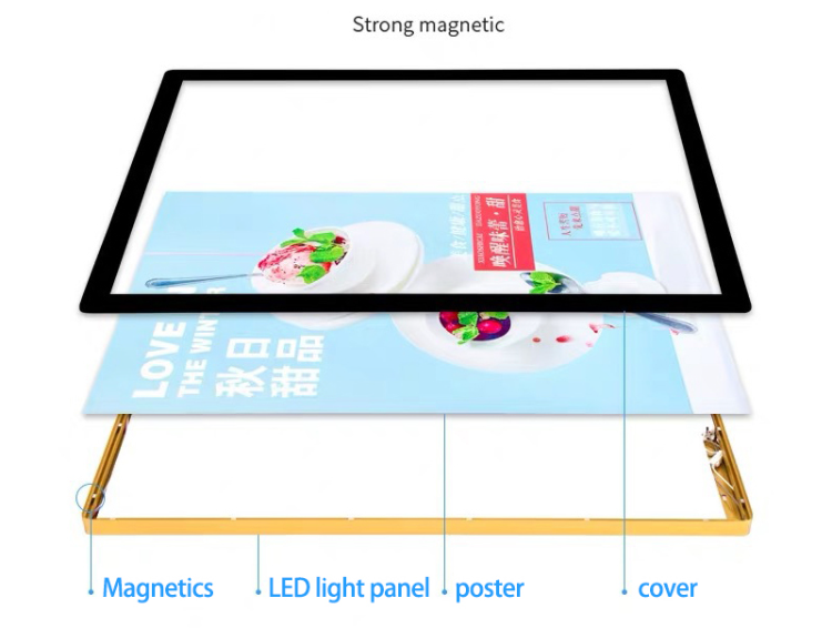 Indoor Advertising Led Light Box Aluminium Frame Billboard Wall Mounted ...